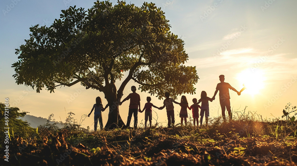 Environmental Guardianship: A diverse group of people standing united ...