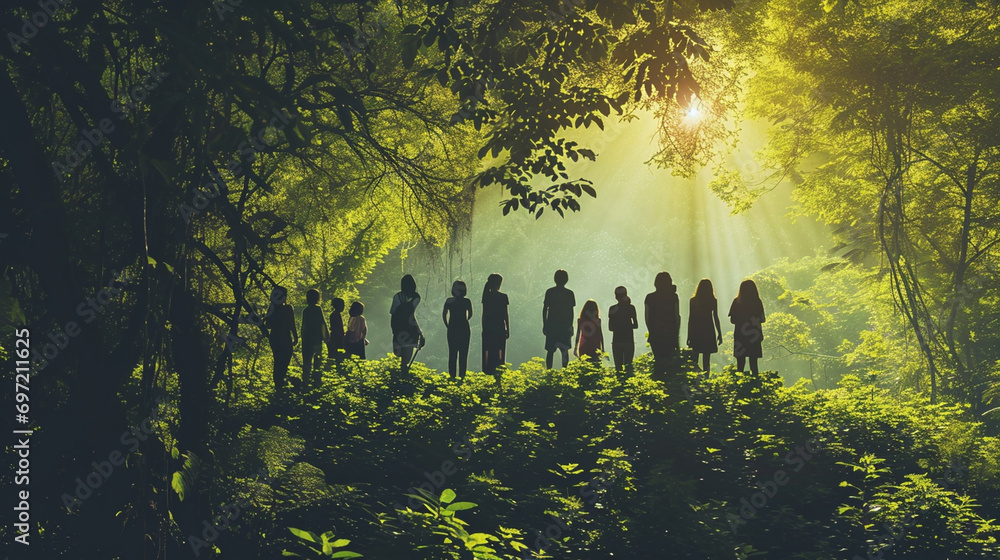 Environmental Guardianship: A diverse group of people standing united ...