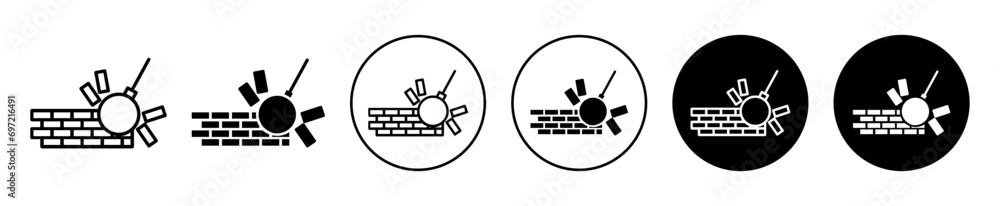Demolition Icon. heavy weight metal ball wrecker crane to damage ...
