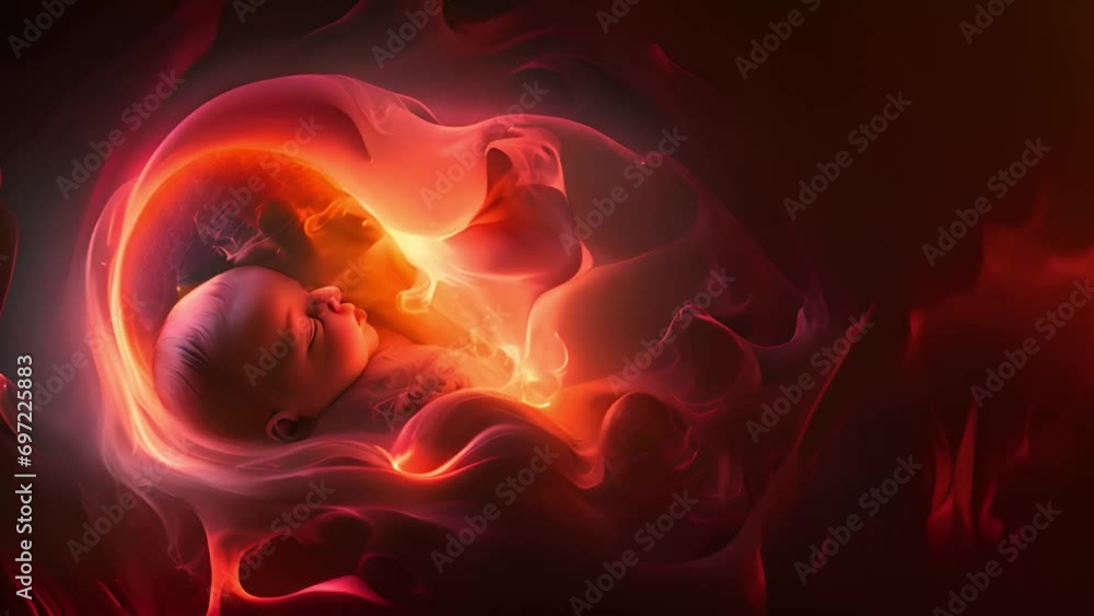 Human fetus in the womb prior to birth, approx. 12 - 16 weeks after ...
