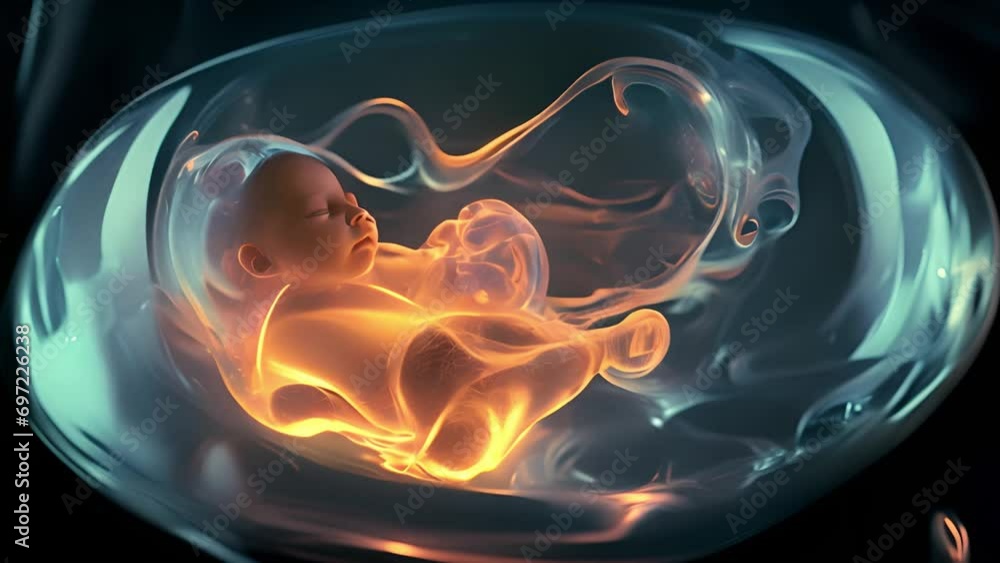 Human fetus in the womb prior to birth, approx. 12 - 16 weeks after ...