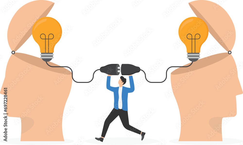 Communication for success, connect idea or understanding, agreement or ...