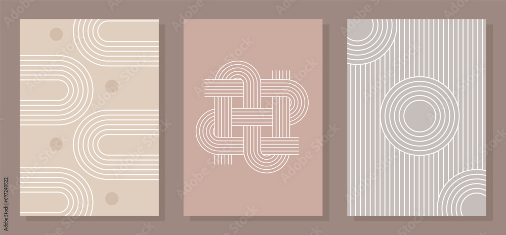 Set of modern minimalist zen arch posters with editable stroke. Minimal ...