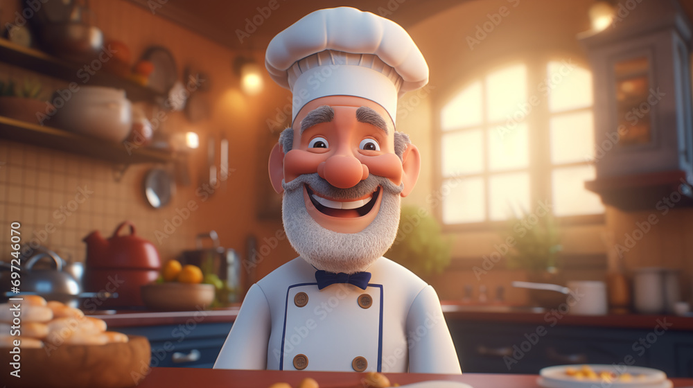 Hand drawn cartoon chef illustration material Stock Illustration ...