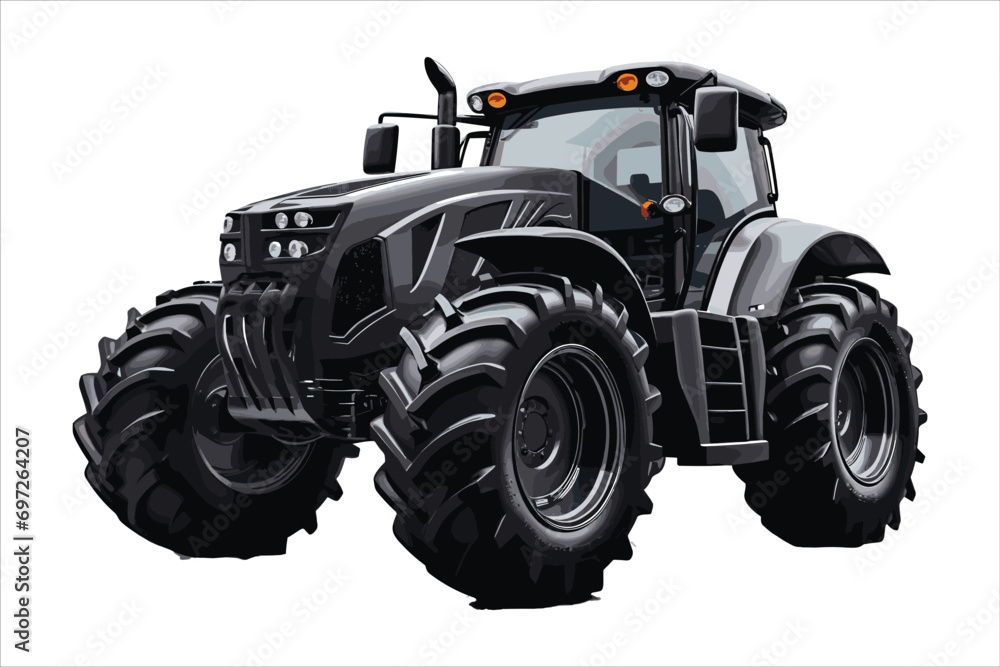 Tractor isolated on white background, vector tractor isolated on white ...