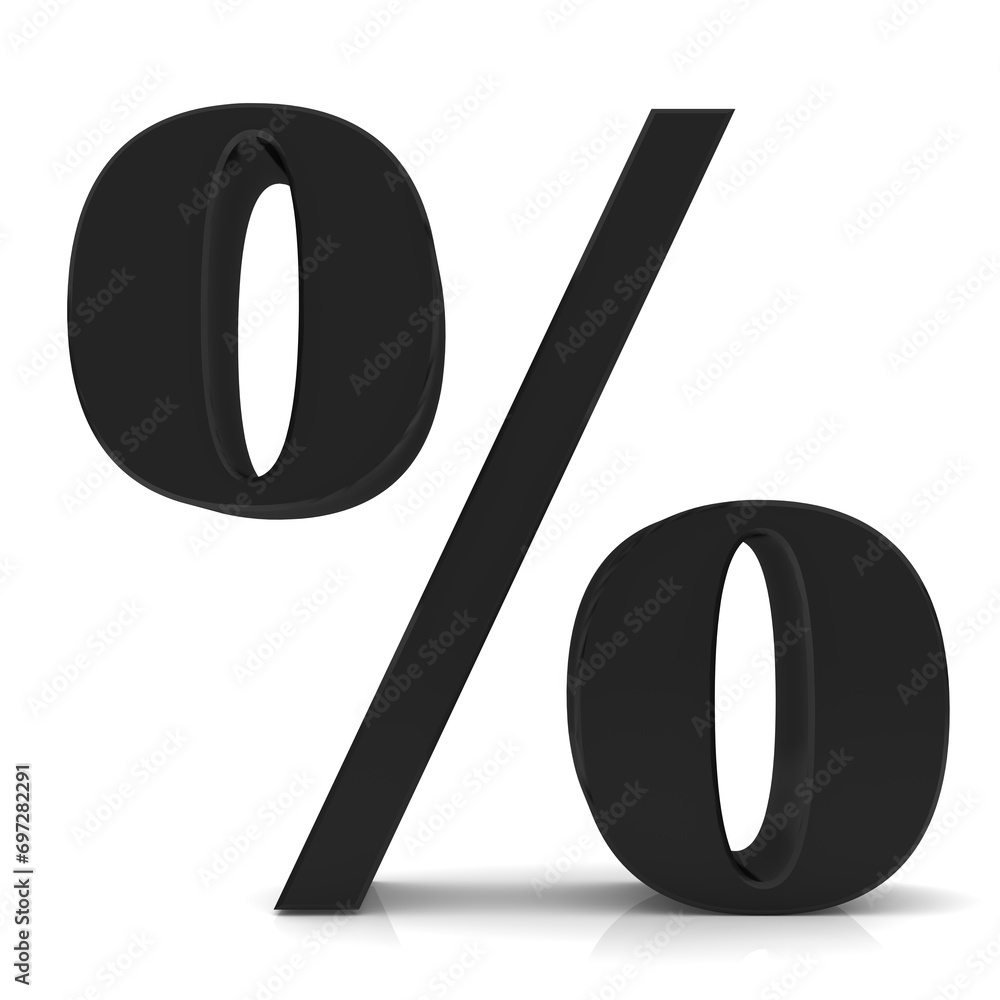 Black percent sign percentage symbol 3d graphic illustration isolated ...
