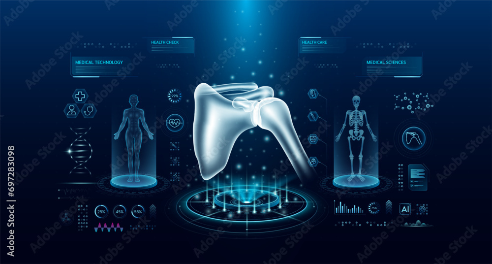 Shoulder health care technology with scan virtual interface hologram ...