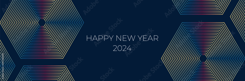 2024 Blue abstract background with blue glowing geometric lines ...