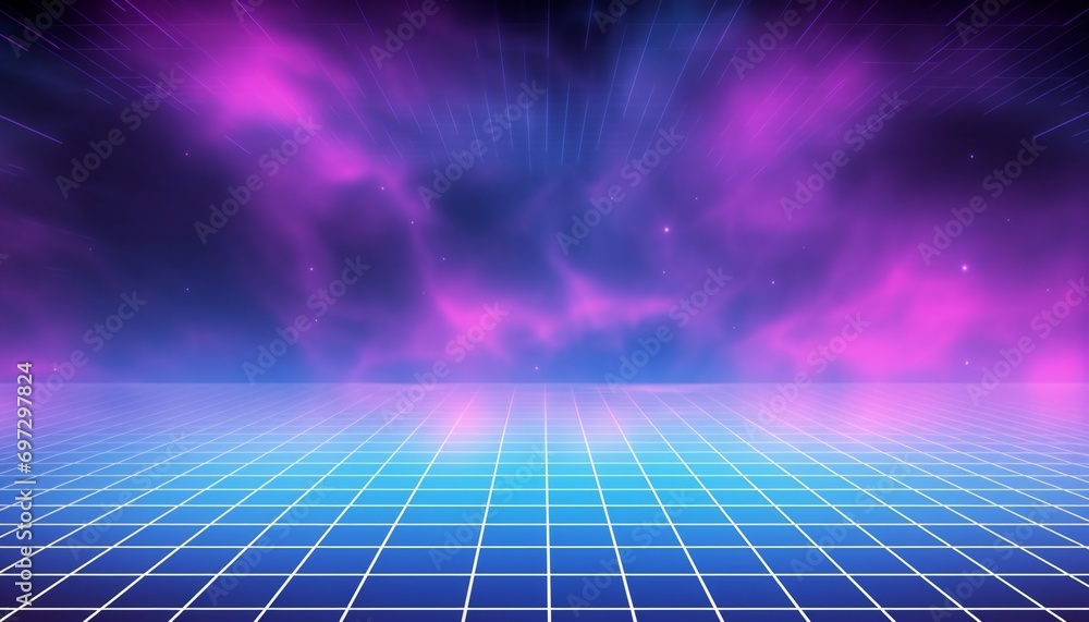 perspective grid. Abstract retro background in 80s style. Retro ...