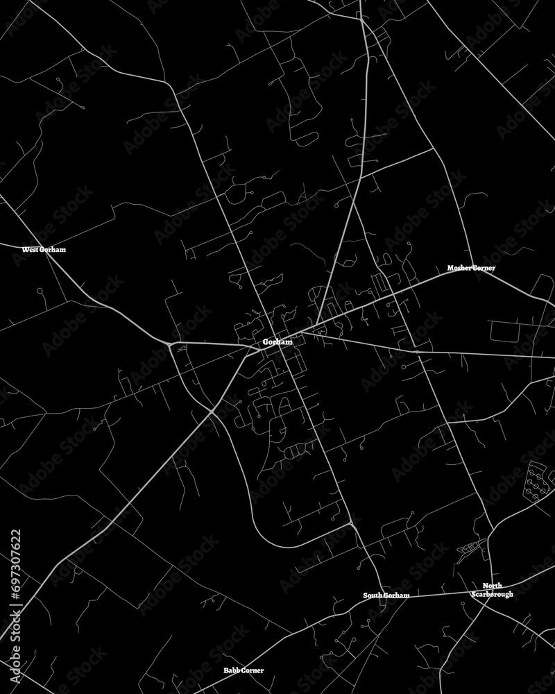 Gorham Maine Map, Detailed Dark Map of Gorham Maine Stock Illustration ...
