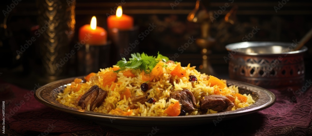 Ramadan's traditional food: Pilaf plov, a spiced rice dish with meat ...