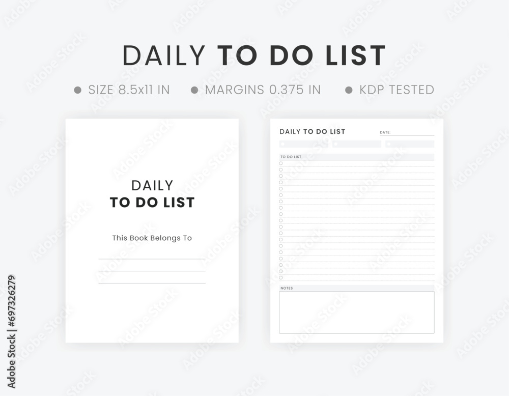 Editable Printable Daily To Do List Planner Notebook Template Stock ...