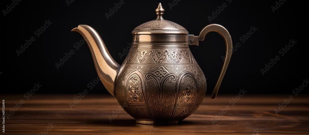 Antique Moroccan teapot pitcher with elegant engravings, used for ...
