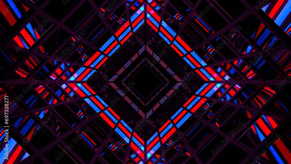 Red and Blue Screen Square Light Tunnel Background VJ Loop in 4K Stock ...