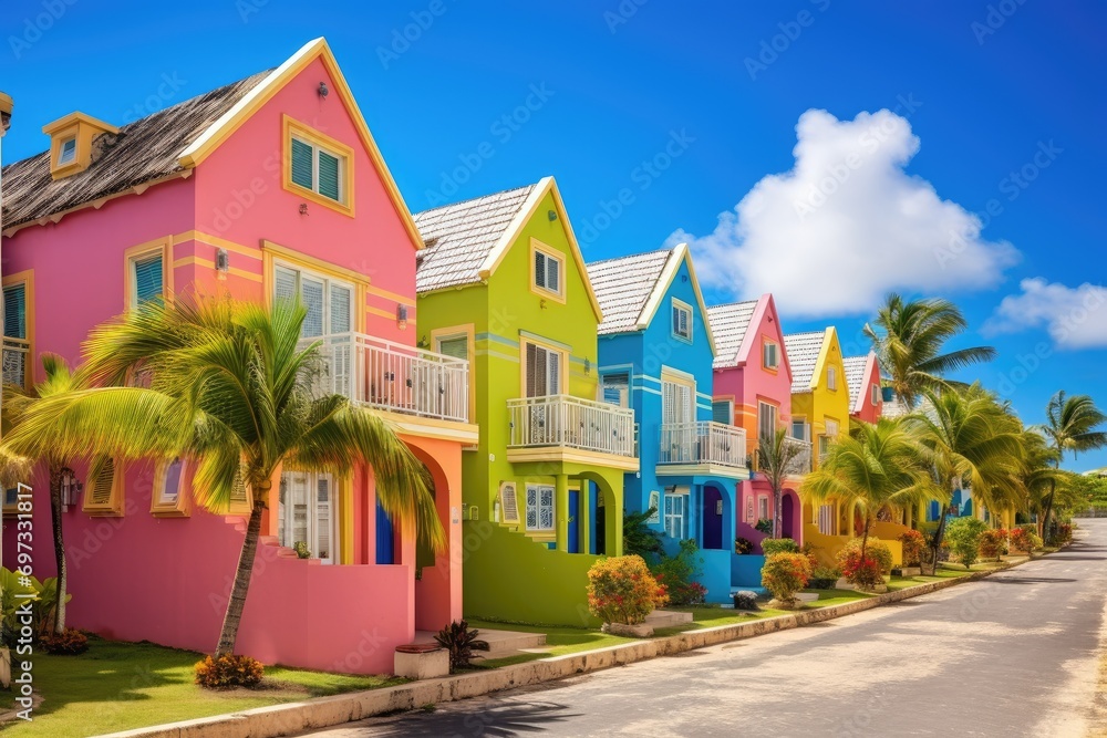 Colorful houses on the island of St. Vincent in the Caribbean, Colorful ...