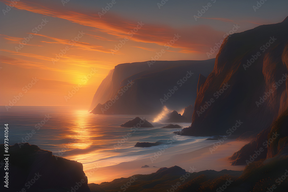 "Sunset Splendor Over the Coastal Cliffs": Capture the breathtaking ...