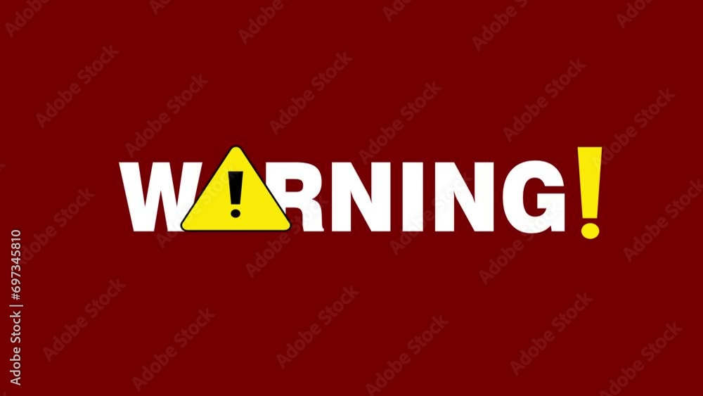 warning sign on the CRT Screen is red. Red Warning Text Sign Glowing on ...