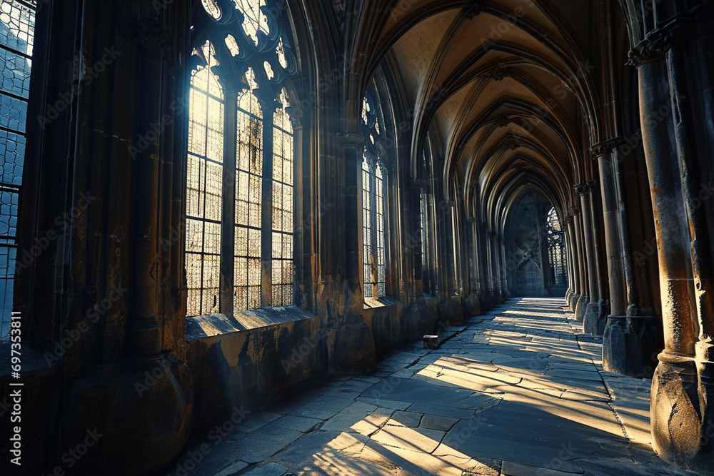 Foto de intricate play of light and shadow on Gothic arches of an ...