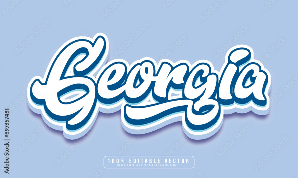 Georgia text effect vector. Editable 3d college t-shirt design ...
