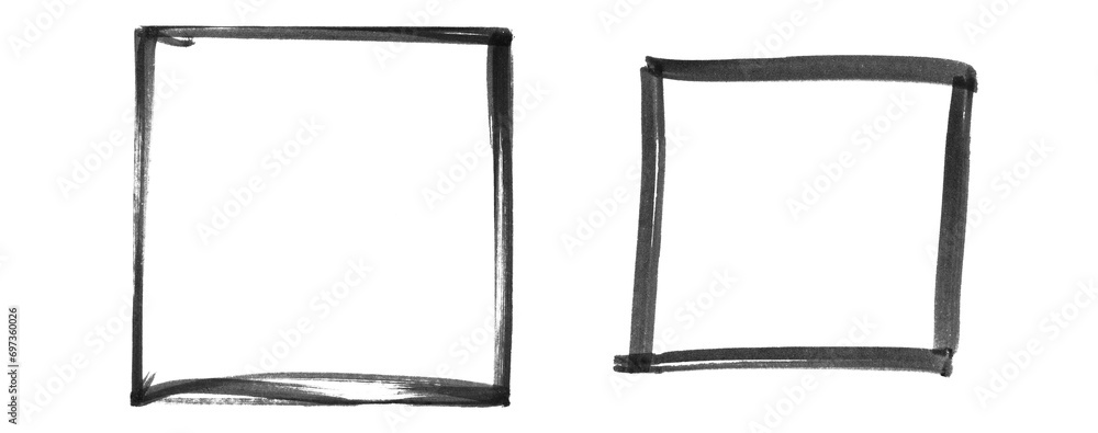 black marker box frame, set of Isolated hand drawn doodle elements in ...