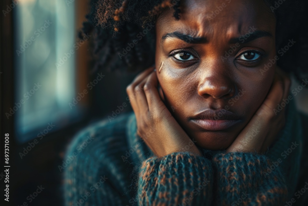 Sad depressed desperate grieving crying woman with tears eyes during ...