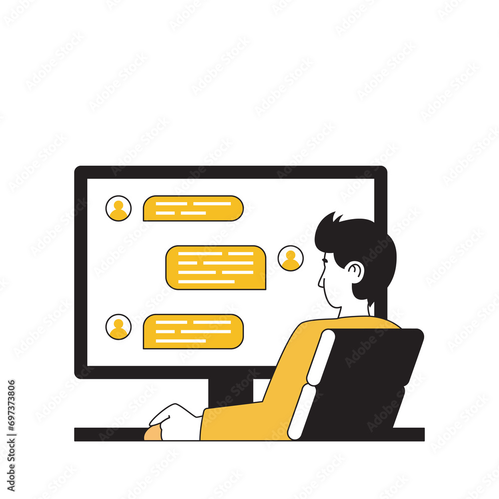 Digital business concept with cartoon people in flat design for web ...