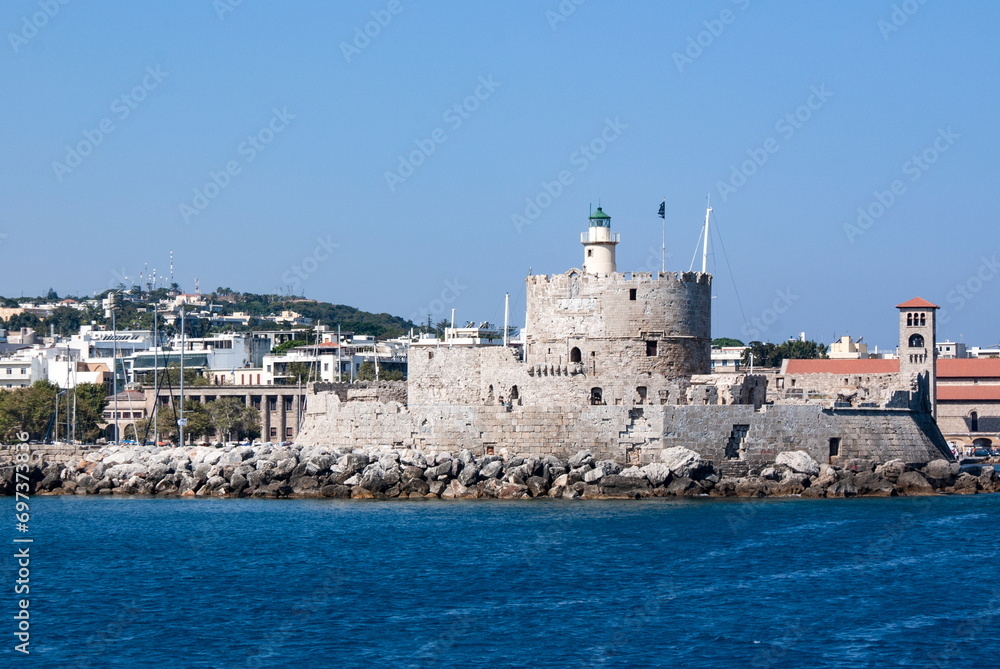 Beautiful Greek island of Rhodes. Historic medeival fortress of Saint ...