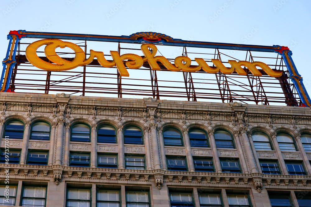Los Angeles, California: ORPHEUM Theatre, historic Theatre at 842 S. Broadway in the historic ...