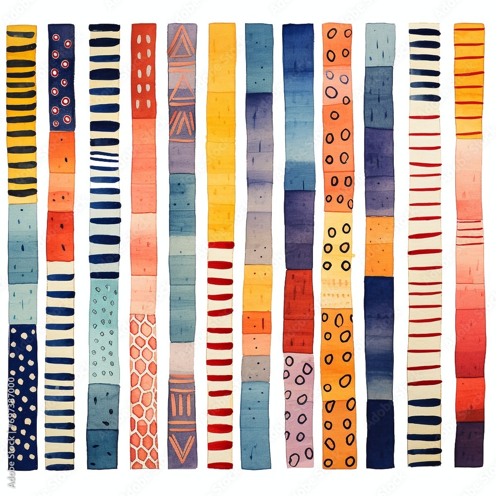Bunte Balken mit Retromuster, made by AI Stock Illustration | Adobe Stock