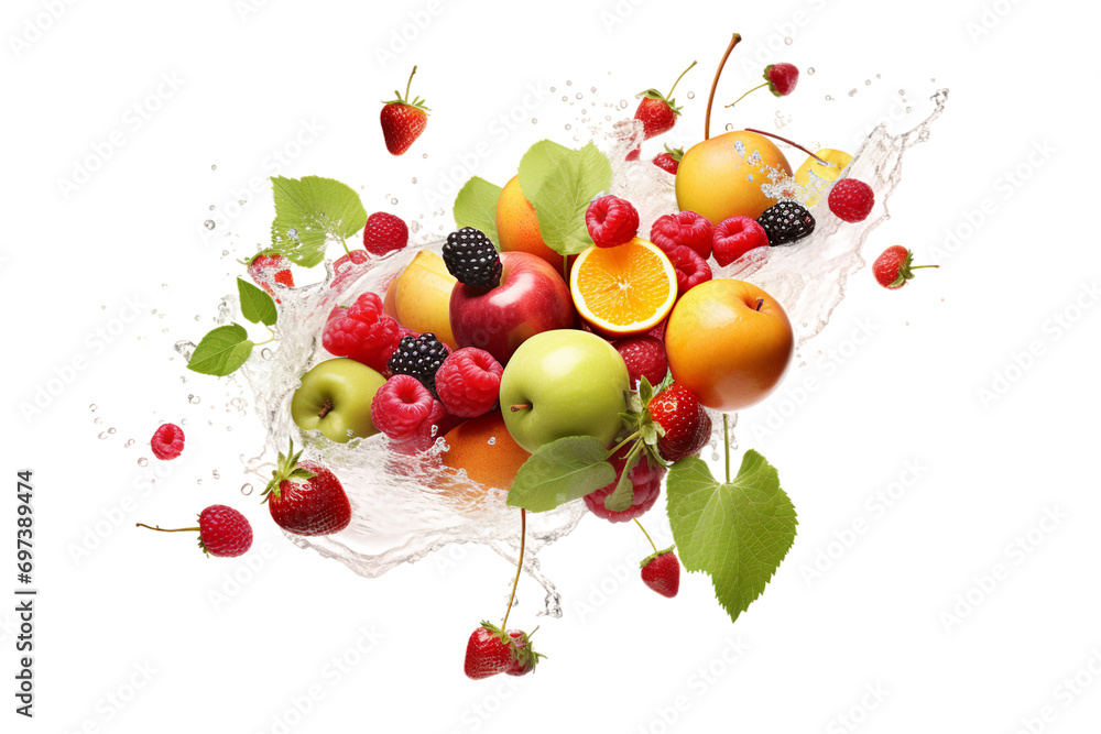 different fruits flying isolated on transparent background Stock Photo ...