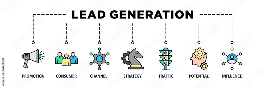 Lead generation banner web icon set vector illustration concept with ...