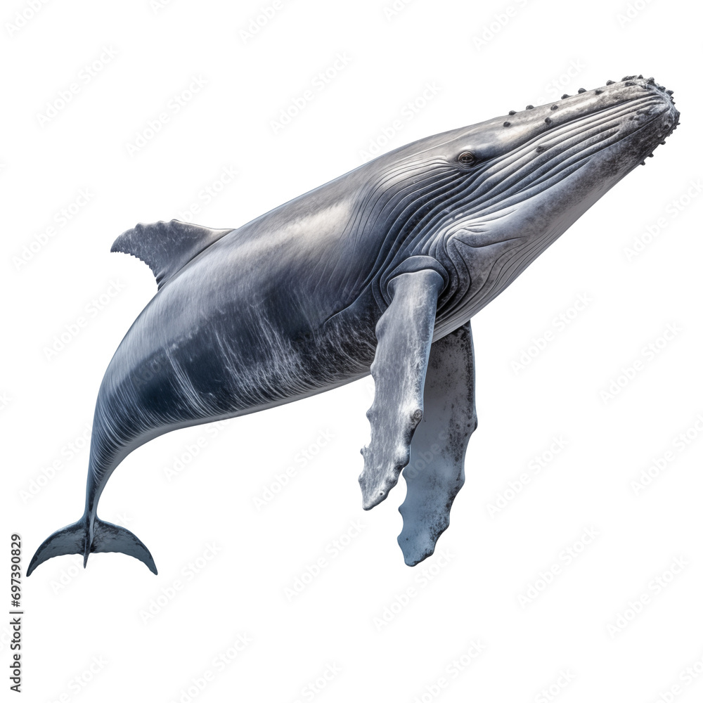 Large humpback whale on a transparent background. Image of a huge blue ...
