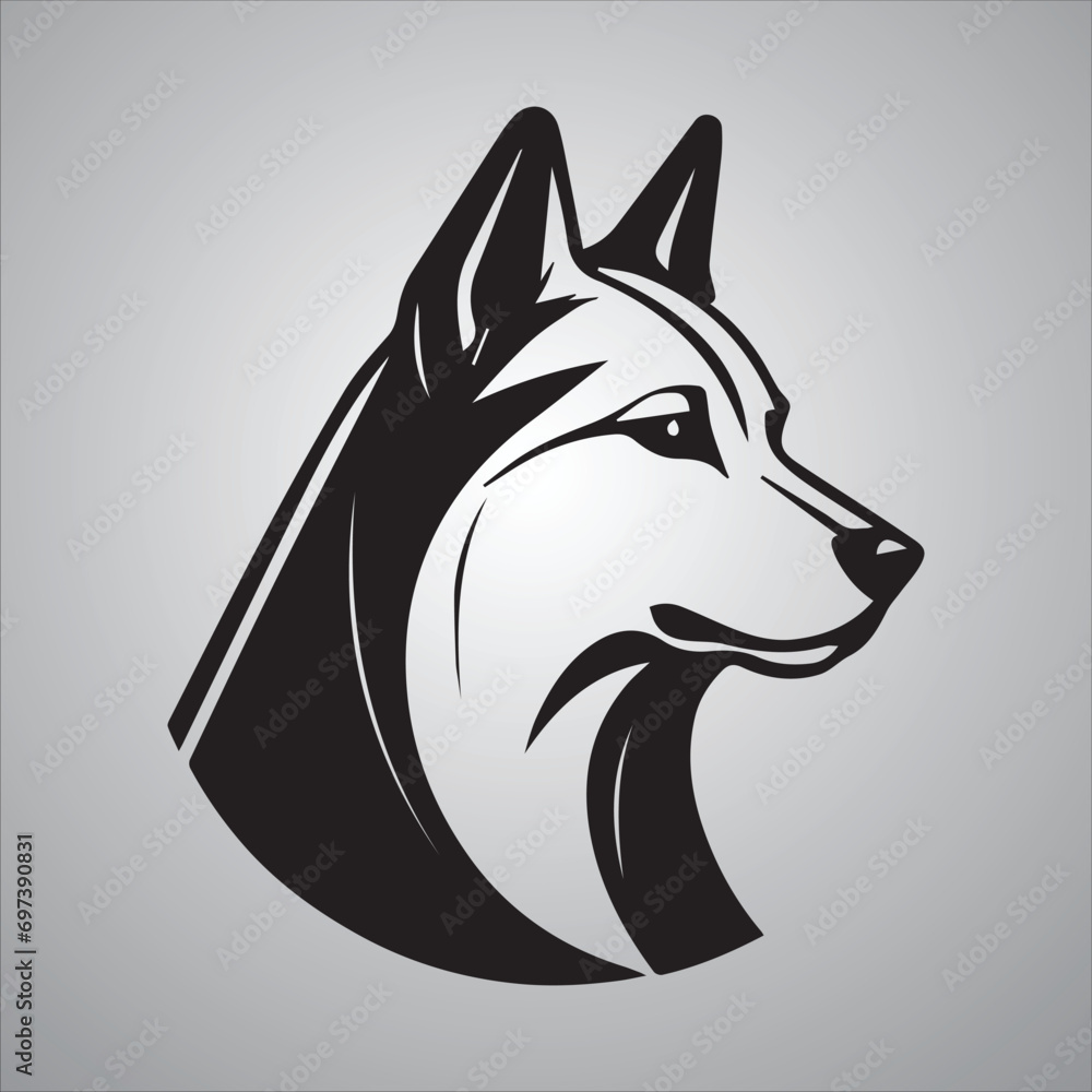Dog logo Silhouette Hand drawn portrait of dog. animal head side view ...