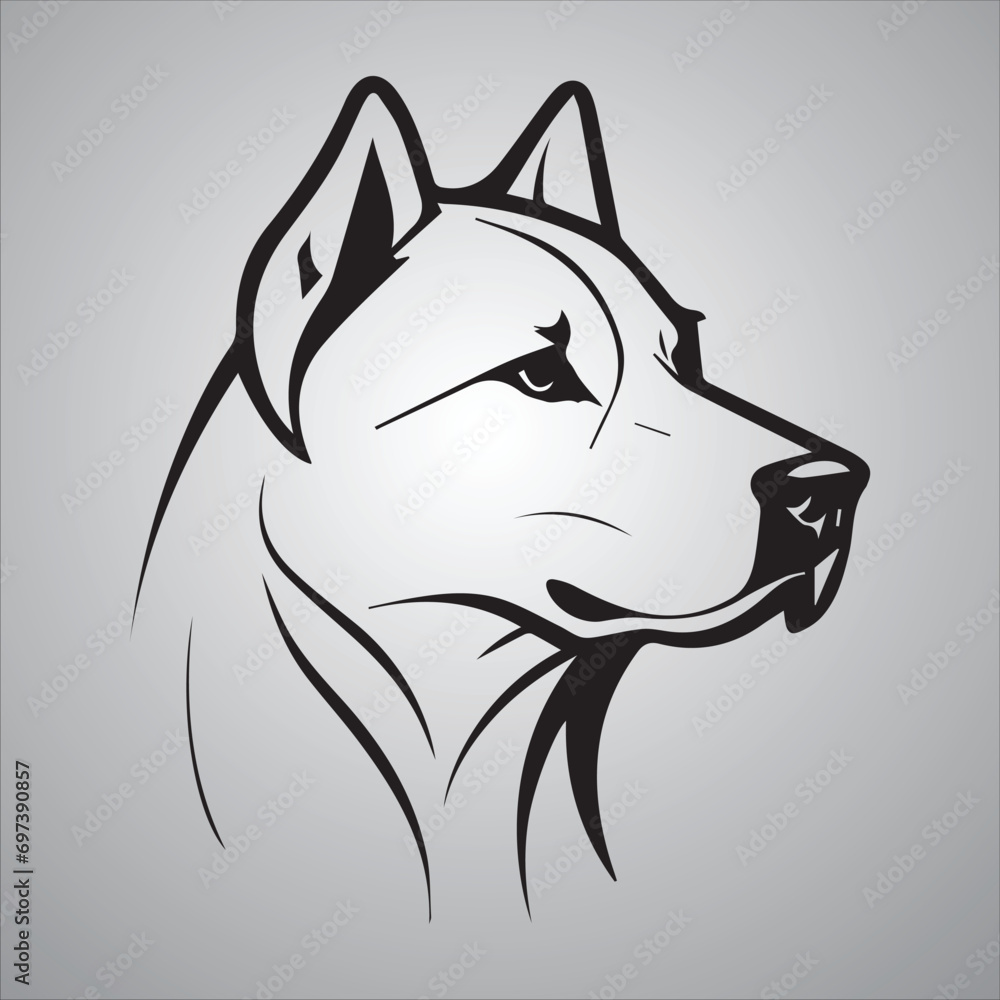 Dog logo Silhouette Hand drawn portrait of dog. animal head side view ...
