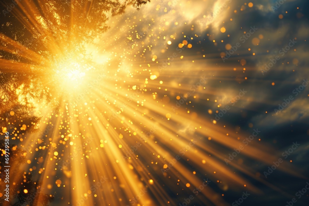 Sun shining through the clouds, creating a bright and beautiful scene ...