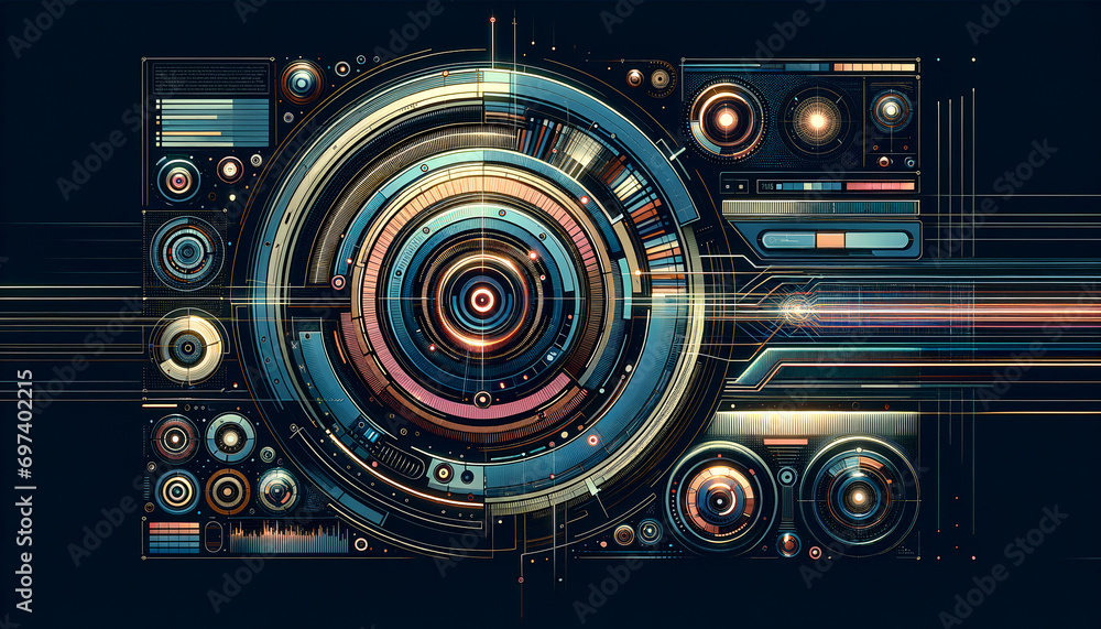 Modern GUI with 90s-inspired NLP design for AI themes. Stock Photo ...