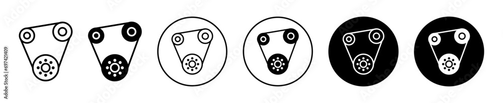 car fan belt icon. mechanical industrial transmission pulley shaft wire ...