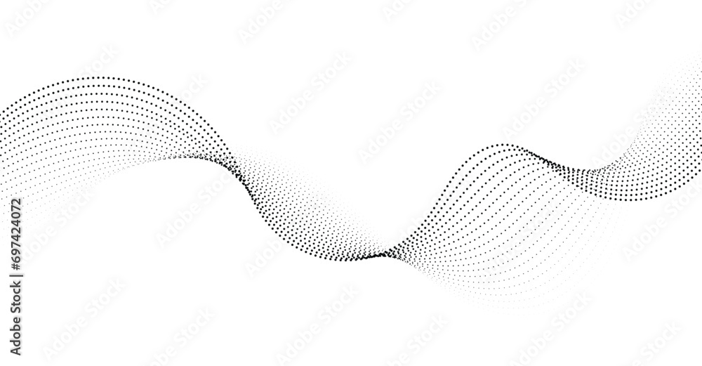 Flowing Dot Wave Pattern Halftone Curve Shape on Transparent Background ...