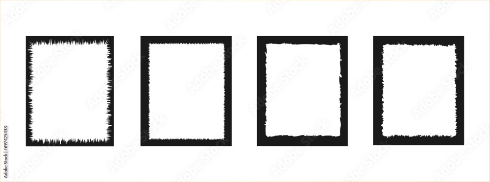 Set of Rectangular Black Boxes. Vector Black frames isolated on ...