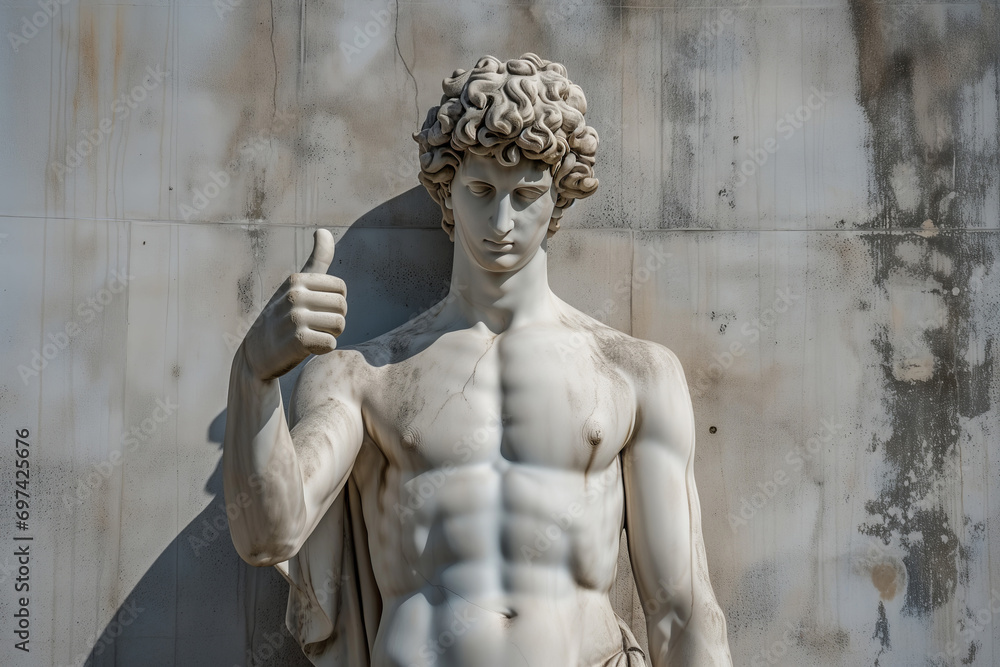A greek god statue with an awesome physique moving his finger, thumbs ...