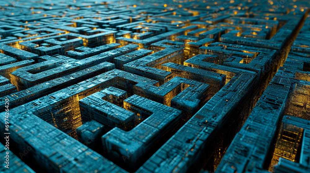 Symbolic artwork of a labyrinth made of code depicting cybersecurity ... Symbolic artwork of a labyrinth made of code depicting cybersecurity ...
