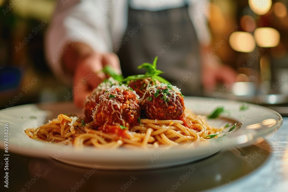 Italian-American Icon: Chef Showcases a Classic Plate of Spaghetti and ...