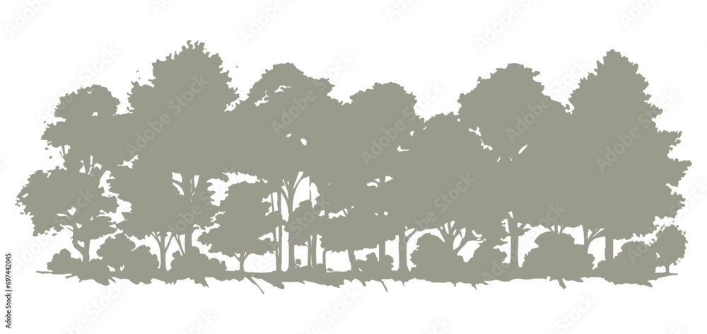 Tree line silhouette, water color effect in trees, vector, Generative ...