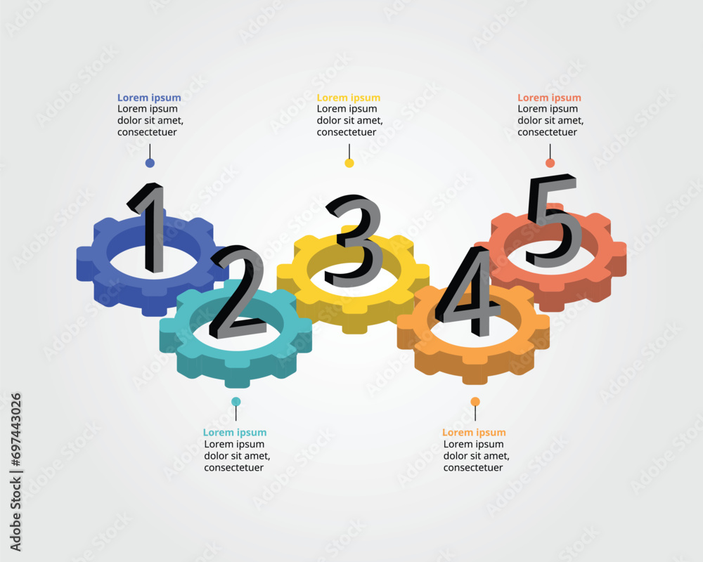 cog element for system template for infographic for presentation for 5 ...