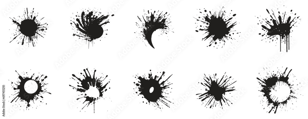 Set of black and white paint splash icon. black and white. logo for ...