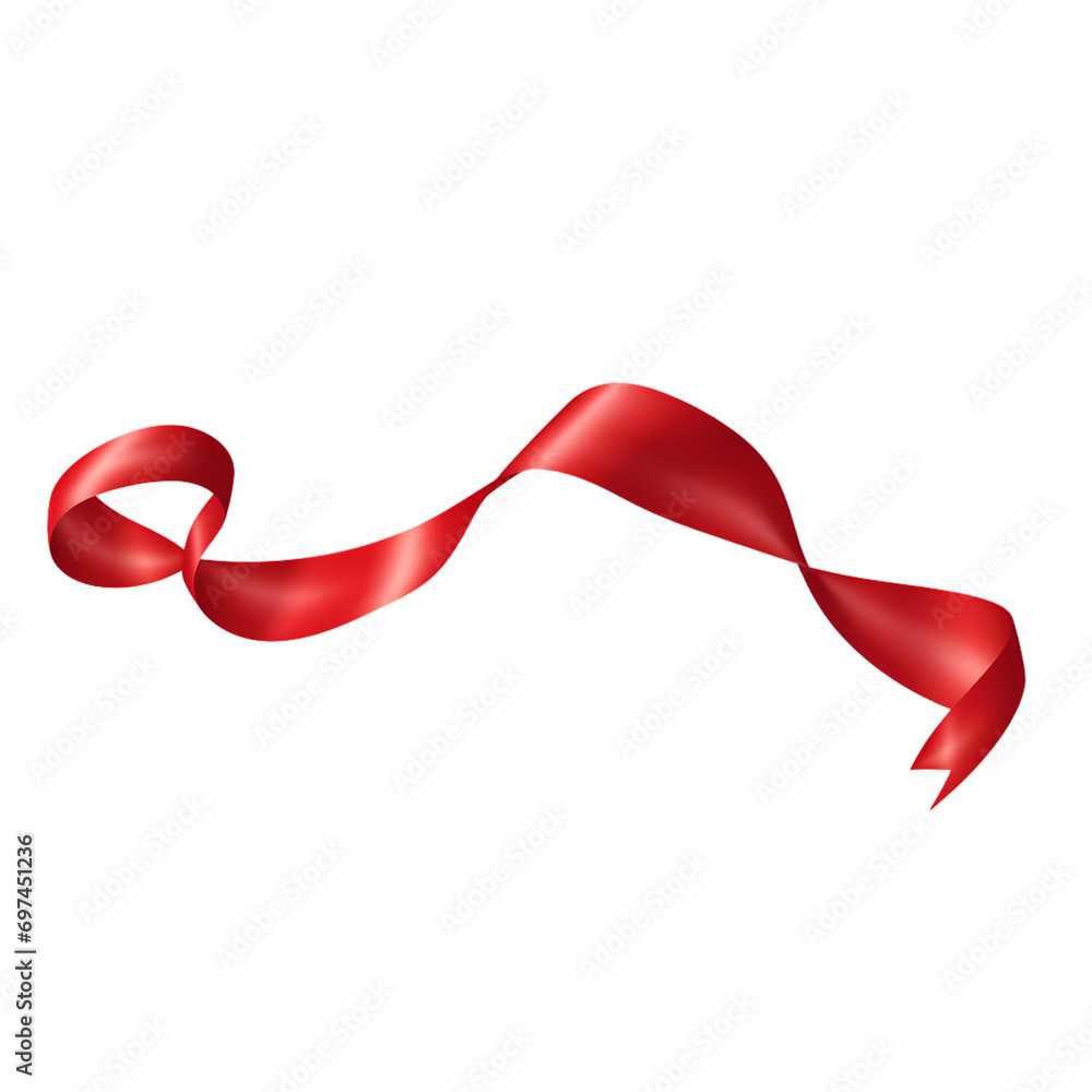 One curly red ribbon isolated on transparent background Stock ...