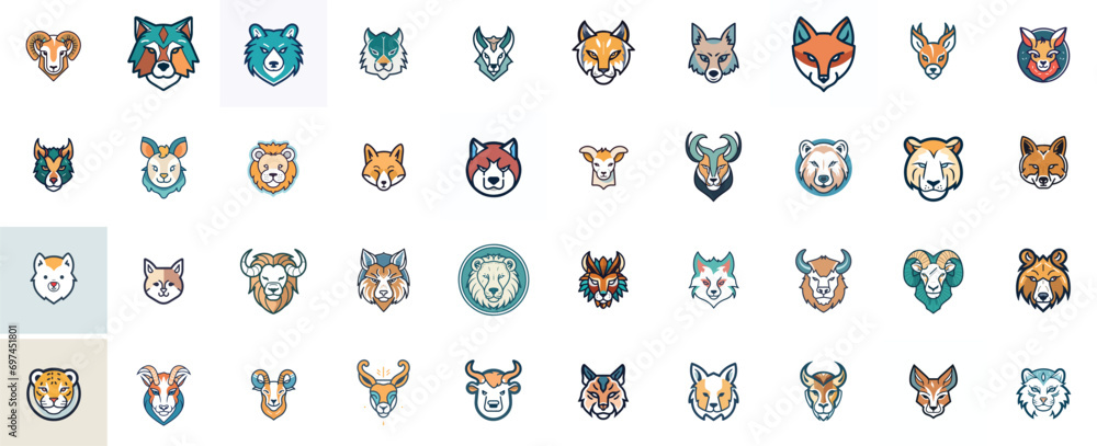 set of animal icon collection for logos or for designs. simple and ...