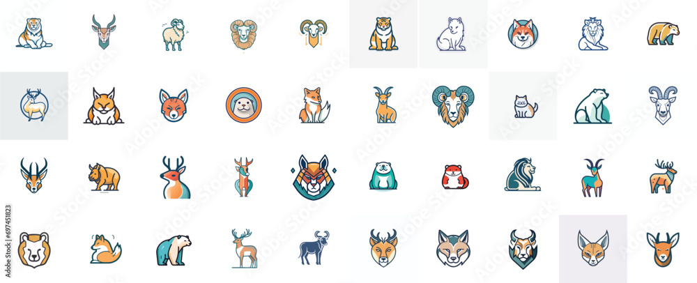 set of animal icon collection for logos or for designs. simple and ...