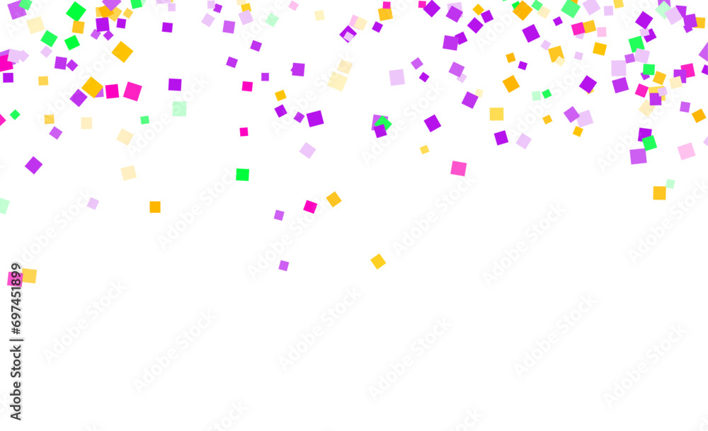 Falling confetti. Colorful small confetti on white background. Cute ...