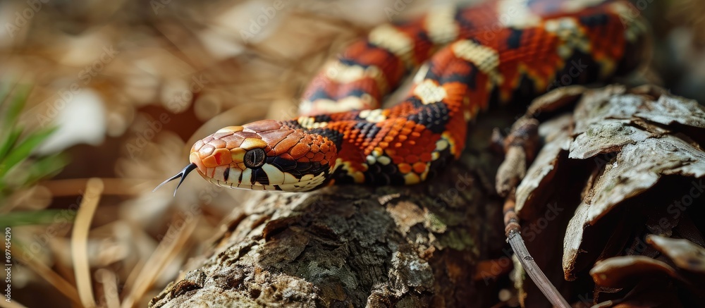 Eastern coral snake mimic, young scarlet king snake (Lampropeltis ...